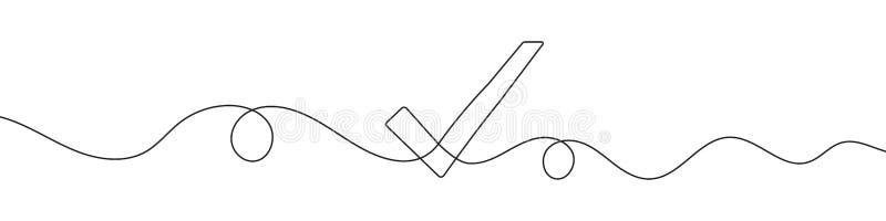 Check Mark in Continuous Line Drawing Style. Line Art of the Approved ...