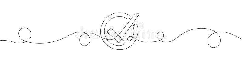 Check Mark in Continuous Line Drawing Style. Line Art of the Approved ...
