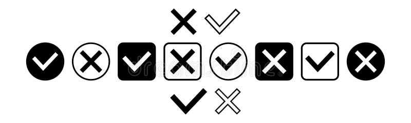 Black Check Mark and Cross. Right and Wrong Stock Illustration ...