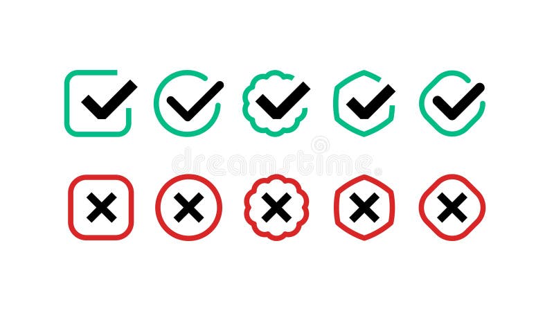 Check Mark and Cross Mark. Green Tick and Red Circle Icons, Right ... Check Mark and Cross Mark. Green Tick and Red Circle Icons, Right ...