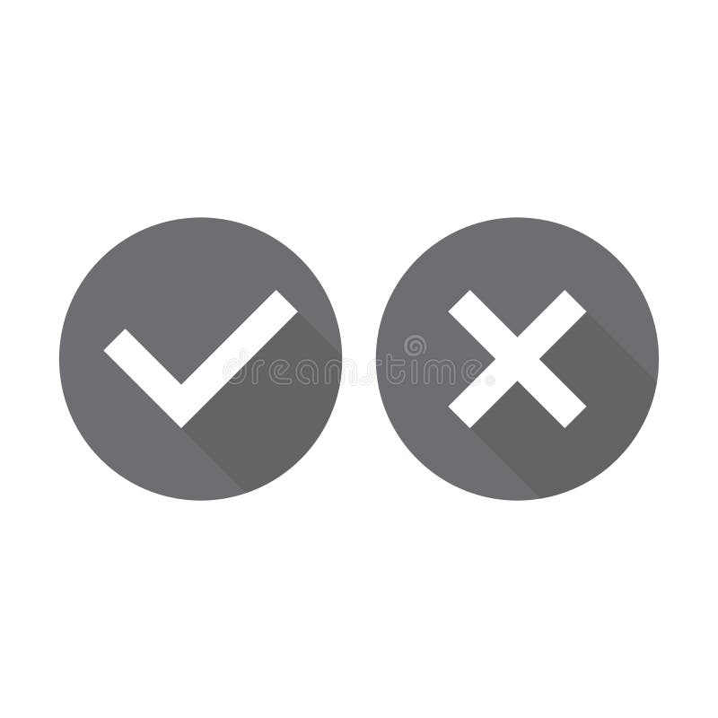Check Mark and Cross in Grey Circle Vector Eps10. Checkmark Set ...