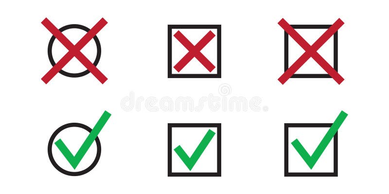 Check Mark and Cross Icon Set Isolated Stock Vector - Illustration of ...