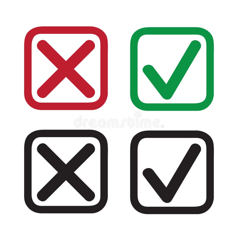 Check Mark and Cross Icon Set Isolated Stock Vector - Illustration of ...