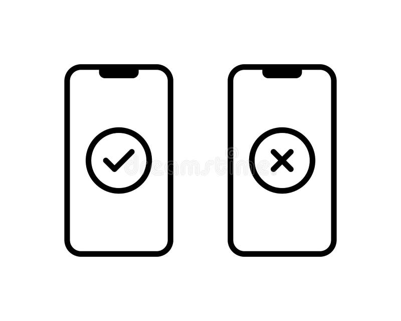 Check Mark and Cross Icon Vector on Smartphone Screen Illustration ...