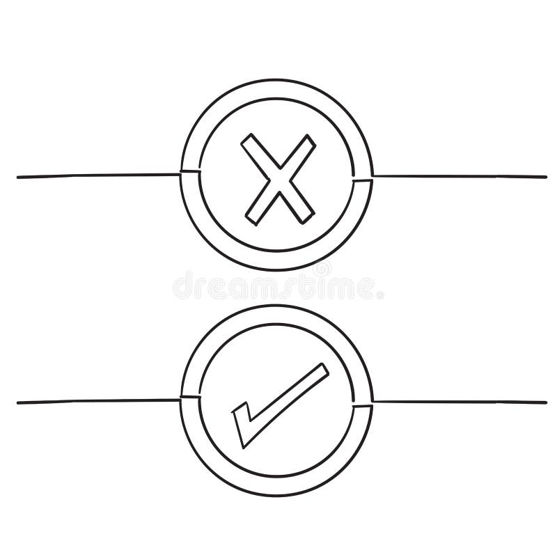 Check Mark and Cross Icons Vector Line Icons Set Isolated on White ... Check Mark and Cross Icons Vector Line Icons Set Isolated on White ...