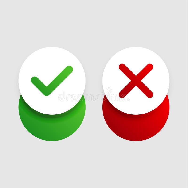 Check Mark and Cross Slider Buttons Stock Vector - Illustration of ...