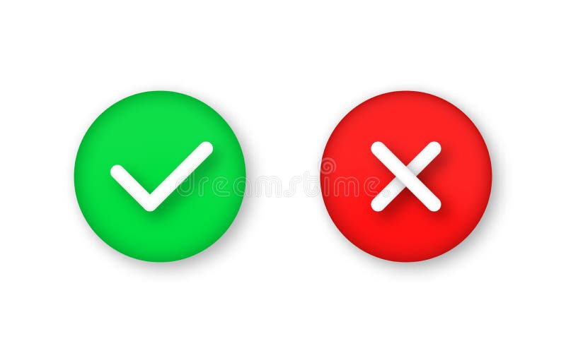 Check Mark and Cross Symbols. 3d Render Style Check Mark and Cross Icon ...