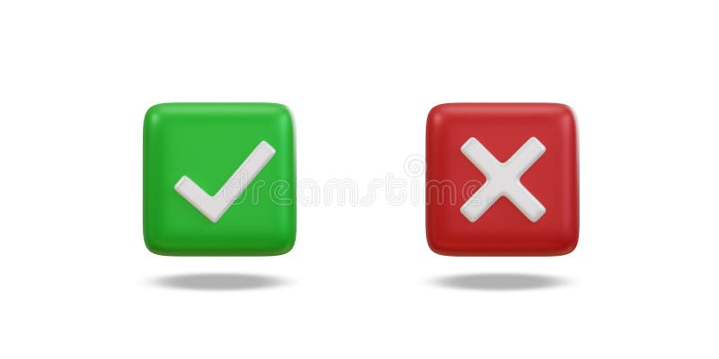 Check Mark and Cross Mark Symbols Icon. Buttons with Checkmark and ...