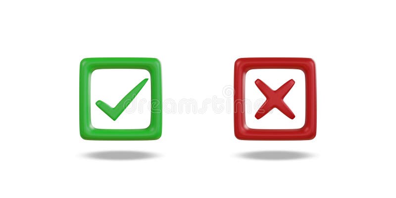 Check Mark and Cross Mark Symbols Icon. Buttons with Checkmark and ...