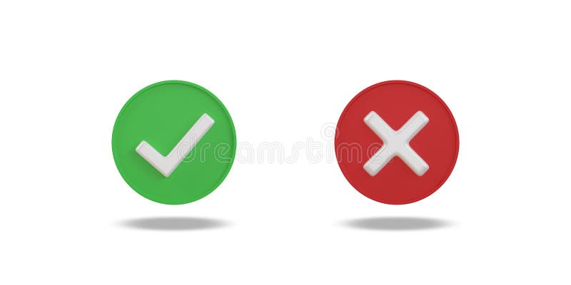 Check Mark and Cross Mark Symbols Icon. Buttons with Checkmark and ...