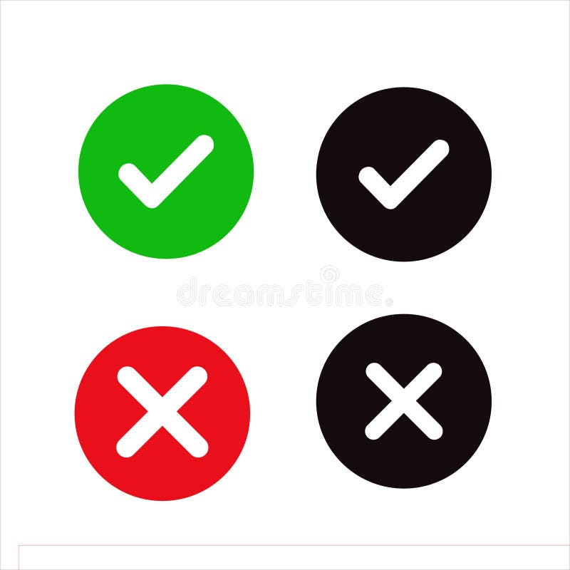 Check Mark and Cross Symbols Stock Illustration - Illustration of ...