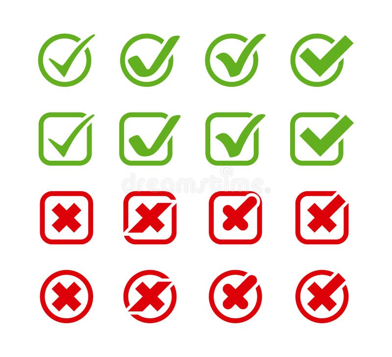 Check Mark and Cross Vector Icon. Check Marks and Crosses Vector Icons ...
