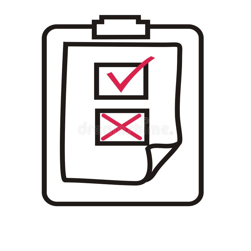 Check Mark and Cross on Work Paper Icon Vector Stock Illustration ...