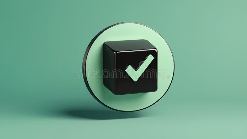 Check Mark on Cube stock illustration. Illustration of simple - 381514650