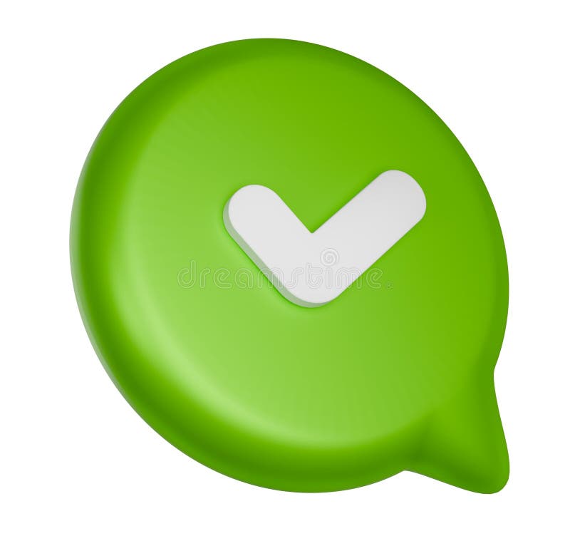 Check Mark 3d Icon Illustration. 3d Sign of White Check Mark in Green ...