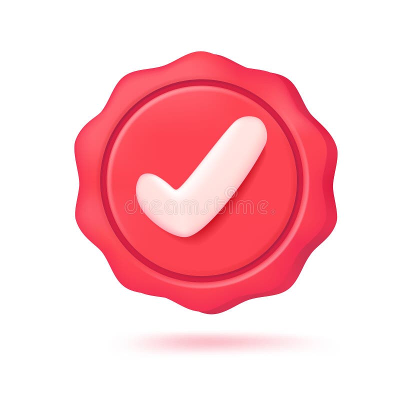 Check Mark on 3D Stamp. Quality Guaranteed through Verification Stock ...
