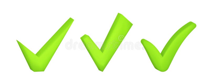 Check Mark 3D Tick Vector. Green Tick Cartoon Stock Vector ...