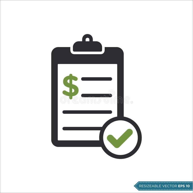 Check Mark Dollar Sign Clipboard Icon Vector Template Stock Vector ...