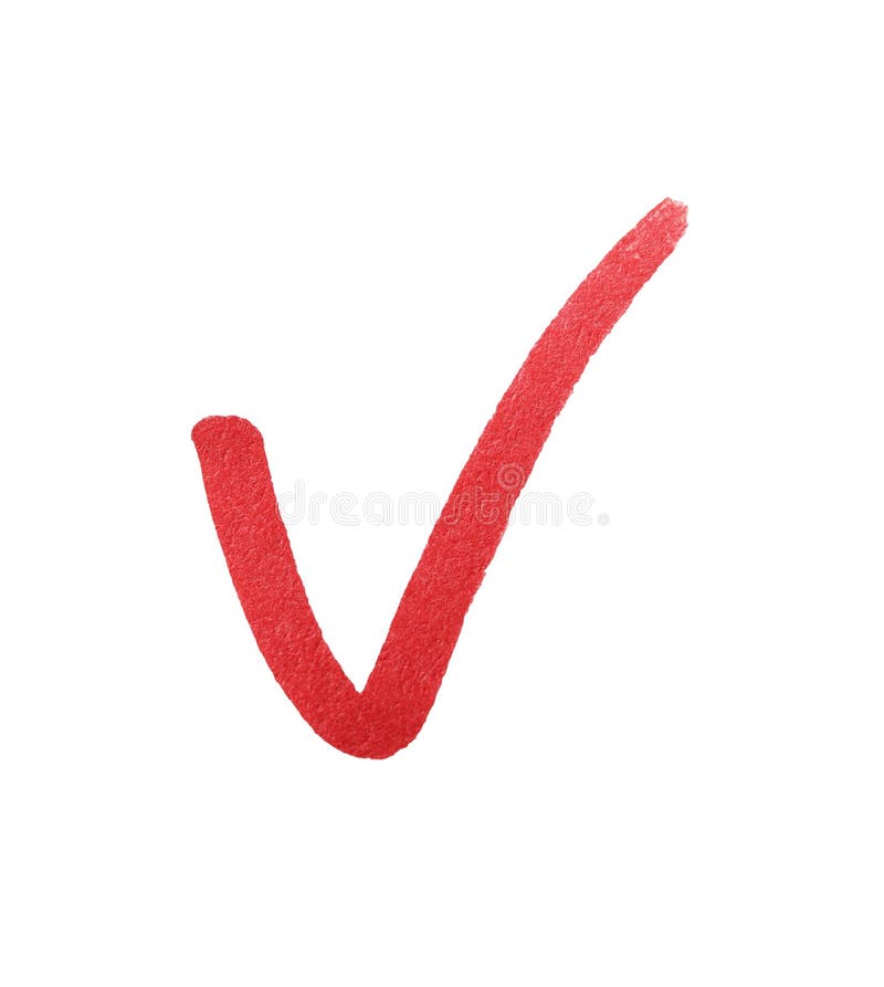 Check Mark Drawn with Red Marker Isolated on White, Top View Stock ...