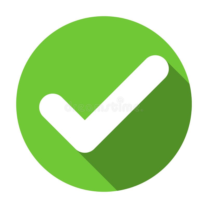 Round Green Check Mark Icon, Button, Tick Symbol on White Background ...