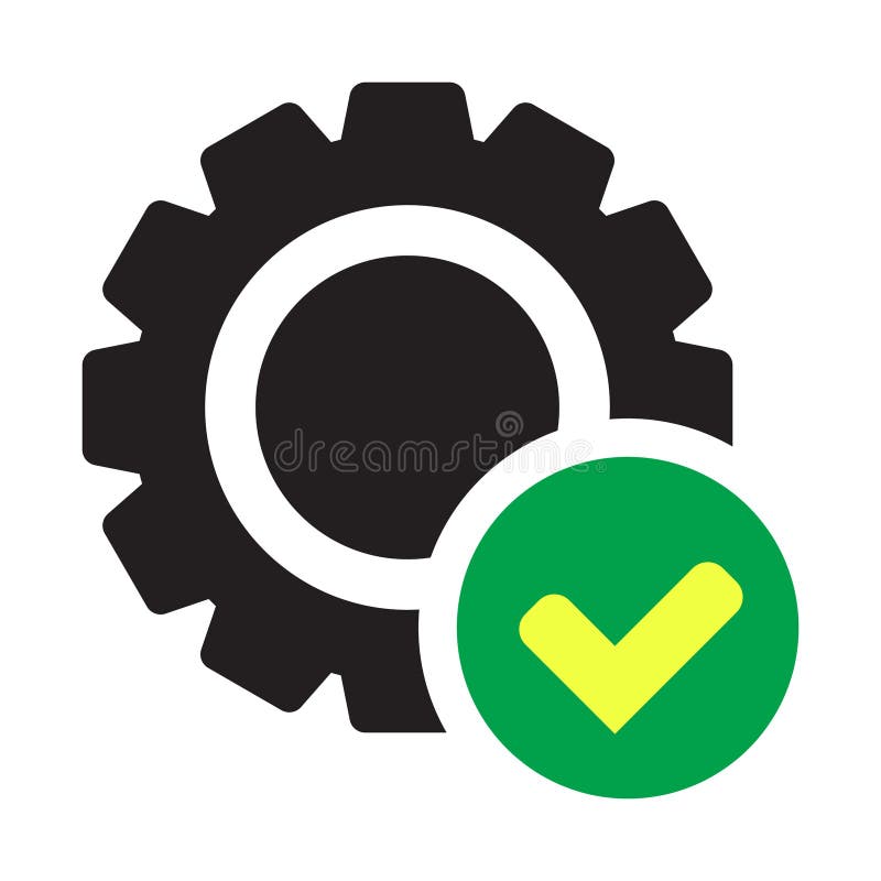 Check Mark with Gear Icon, Cog with Check Icon. Stock Vector ...
