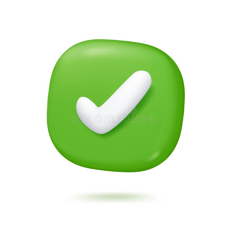 Check Mark on Green Button Authentication of Rights Accuracy before ...
