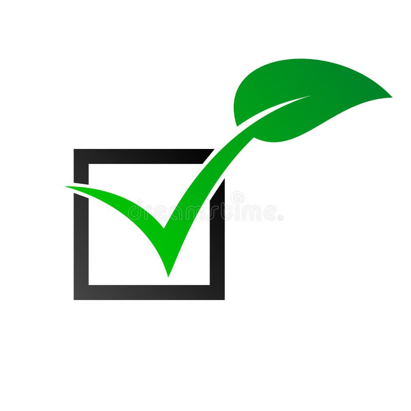 Check Mark with Green Leaf. Checkbox with Eco Tick Stock Vector ...