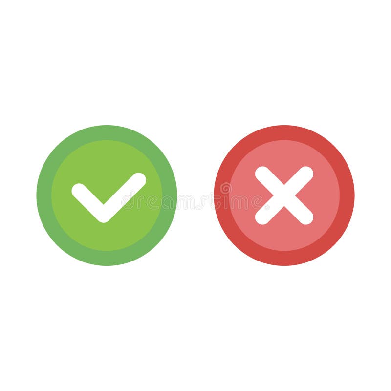 Check Mark Green and Red Line Icons. Vector Illustration Stock ...