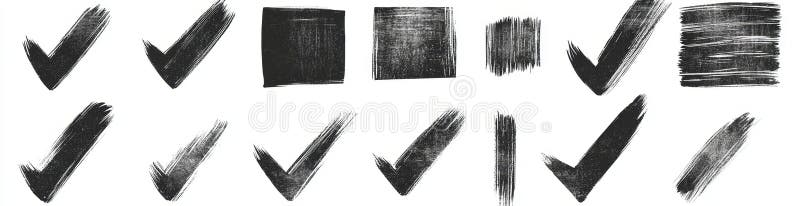 The Check Mark. Hand Drawn Check Signs Isolated on White Background. a ...
