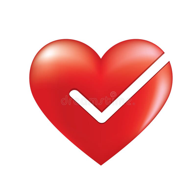 Check mark in heart. stock vector. Illustration of brush - 78209076