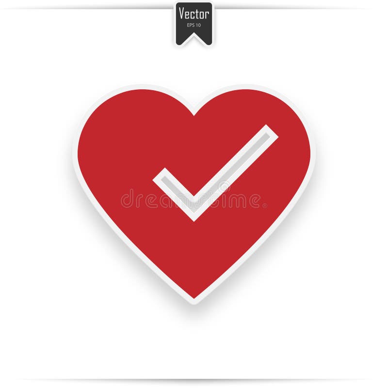 Check Mark in Heart, Vector Illustration Isolated on White Stock Vector ...