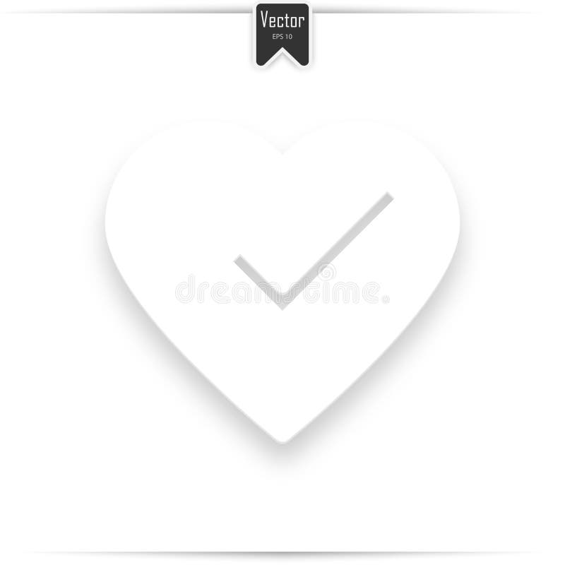 Check Mark in Heart, Vector Illustration Isolated on White Stock Vector ...