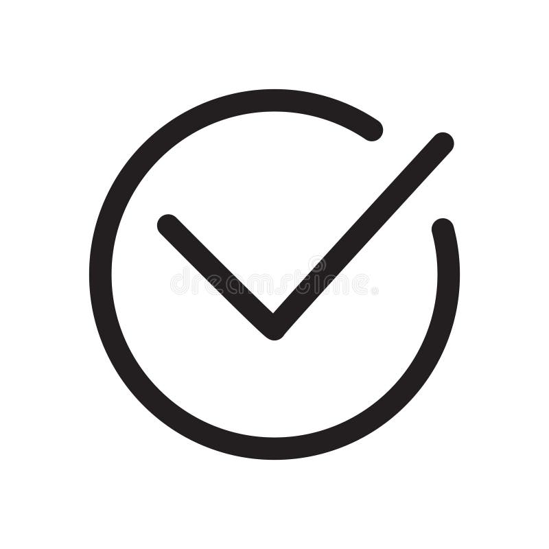 Check Mark Icon. Black Tick Vector. Circle Approval Sign. Simple ...
