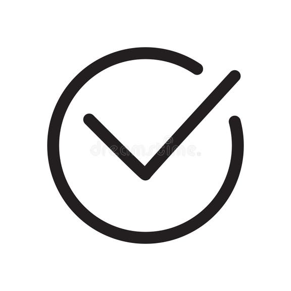 Check Mark Icon. Black Tick Vector. Circle Approval Sign. Simple ...