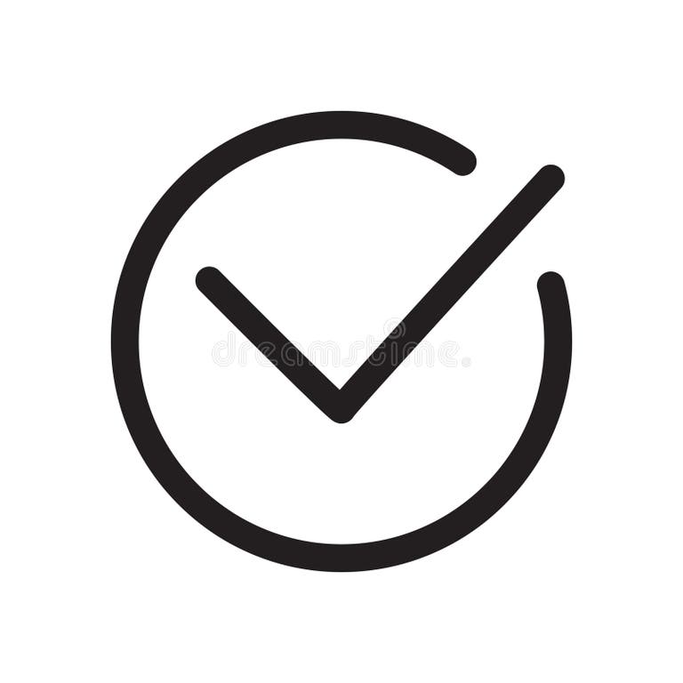 Check Mark Icon. Black Tick Vector. Circle Approval Sign. Simple ...