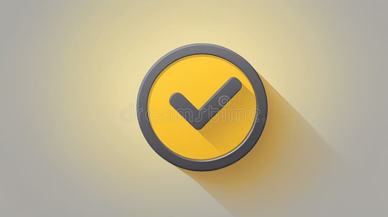 Check Mark Icon Button with Yellow Fill and Gray Border Stock ...