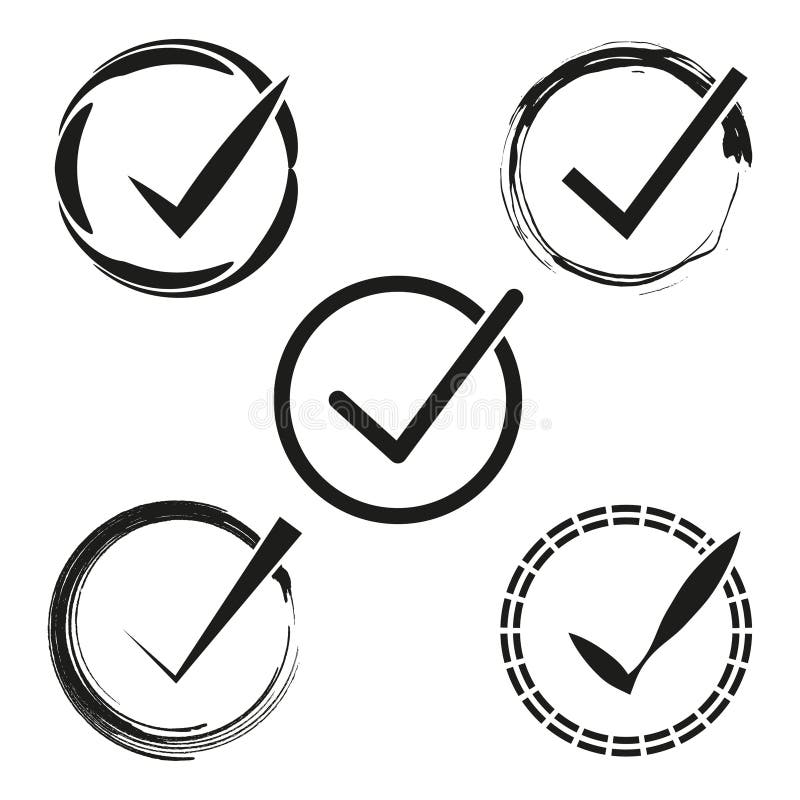 Check Mark Icon. Circle Approval Shapes. Vector Tick Symbols ...