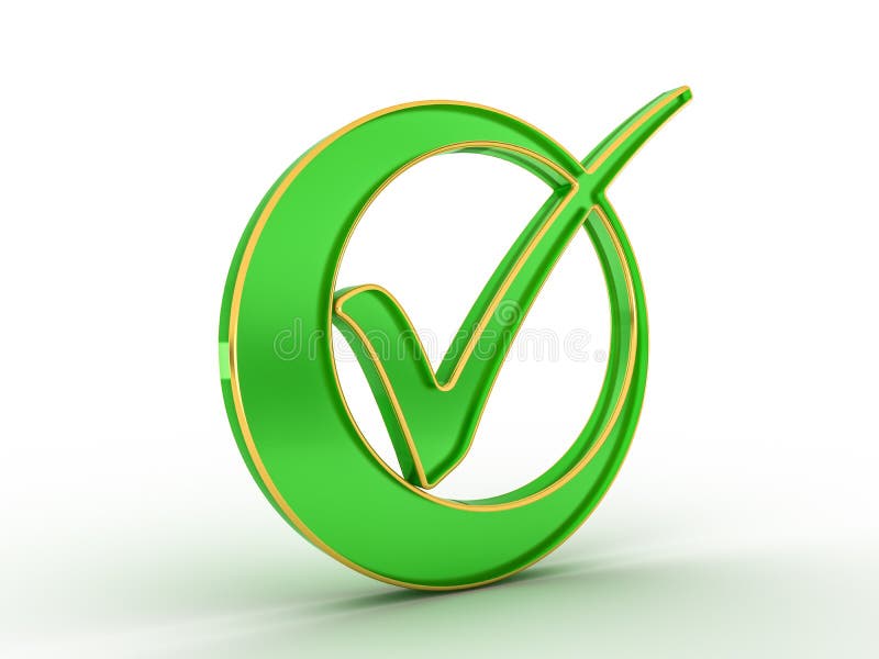 Check Mark Icon with Golden Outline Stock Illustration - Illustration ...