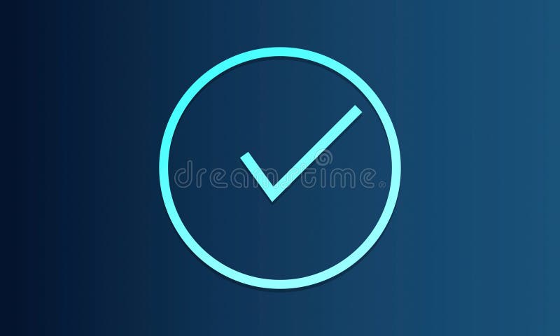 Check Mark Icon on Gradient Blue Background Stock Vector - Illustration ...