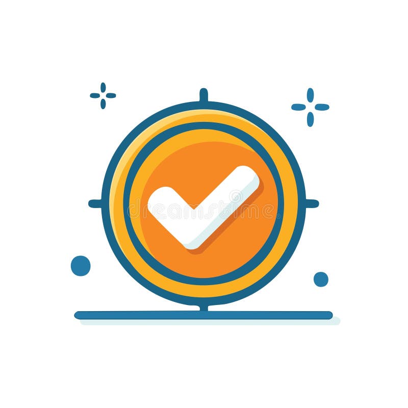 Check Mark Icon Illustration with Target Design in an Orange Circle and ...