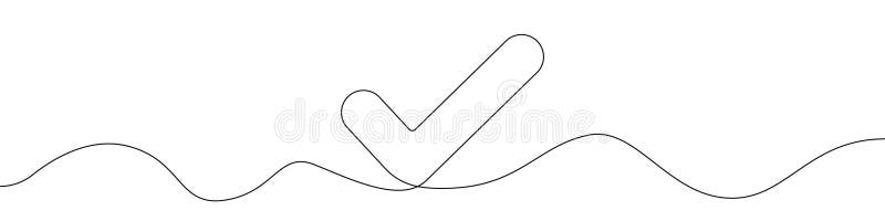 Check Mark Icon Line Continuous Drawing Vector. One Line Check Mark ...