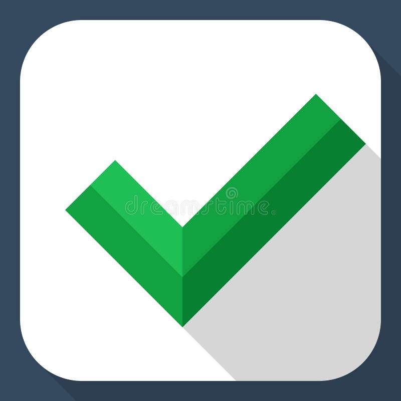 Check Mark Icon with Long Shadow Stock Vector - Illustration of long ...