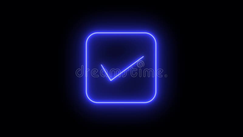 Check Mark Icon Neon Glow Animation Stock Footage - Video of business ...