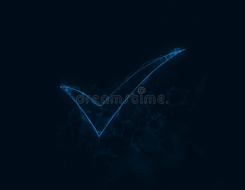 Check Mark Icon with Plexus Effect. Connected Lines with Dots ...