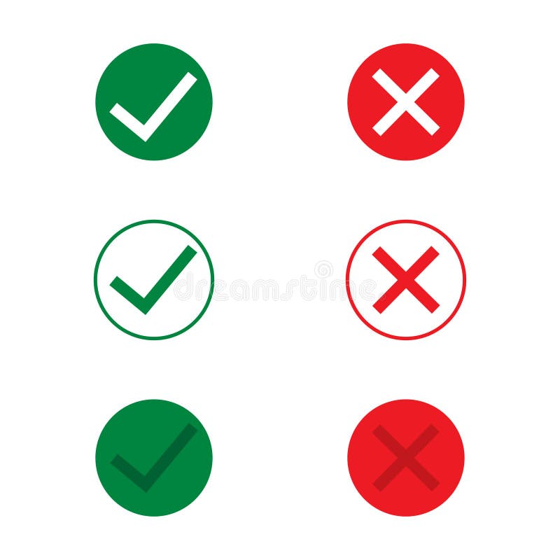 Check Mark Icon . Red and Green Check Mark . Yes, No Stock Vector ...