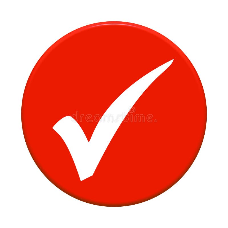Check Mark Icon on Red Round Button Stock Illustration - Illustration ...