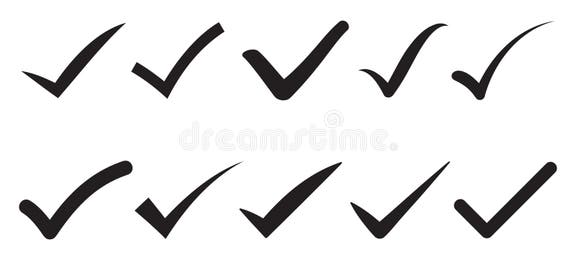 Check Mark Icon Set. Black Color Check Mark Symbol Stock Vector ...