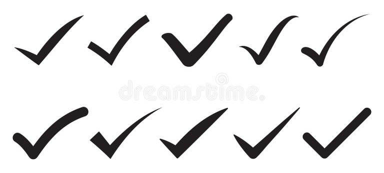 Check Mark Icon Set. Black Color Check Mark Symbol Stock Vector ...