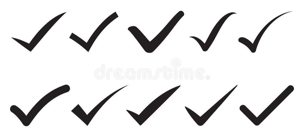 Check Mark Icon Set. Black Color Check Mark Symbol Stock Vector ...