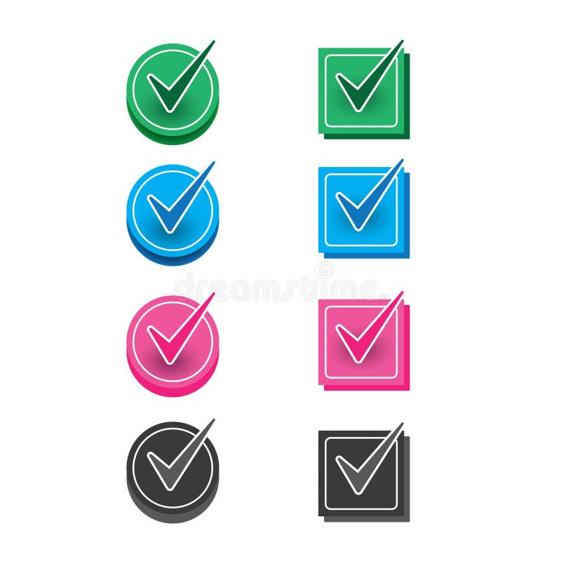 Check Mark and Icon Set. Circle and Square Checkmark Illustration ...